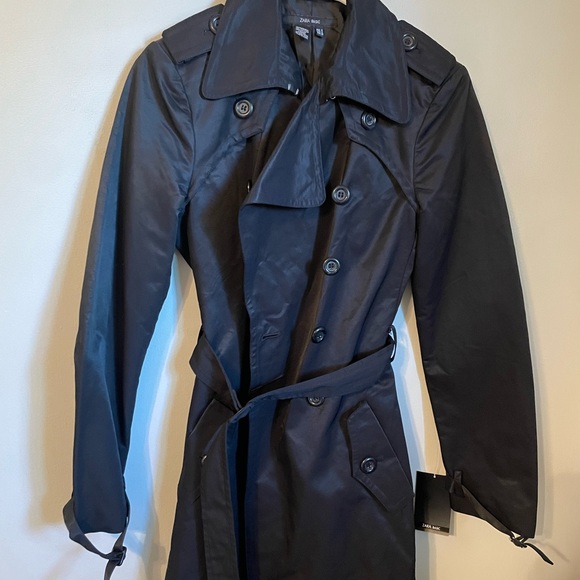 Zara | Jackets & Coats | Zara Basic Collection Black Trench Coat New ...